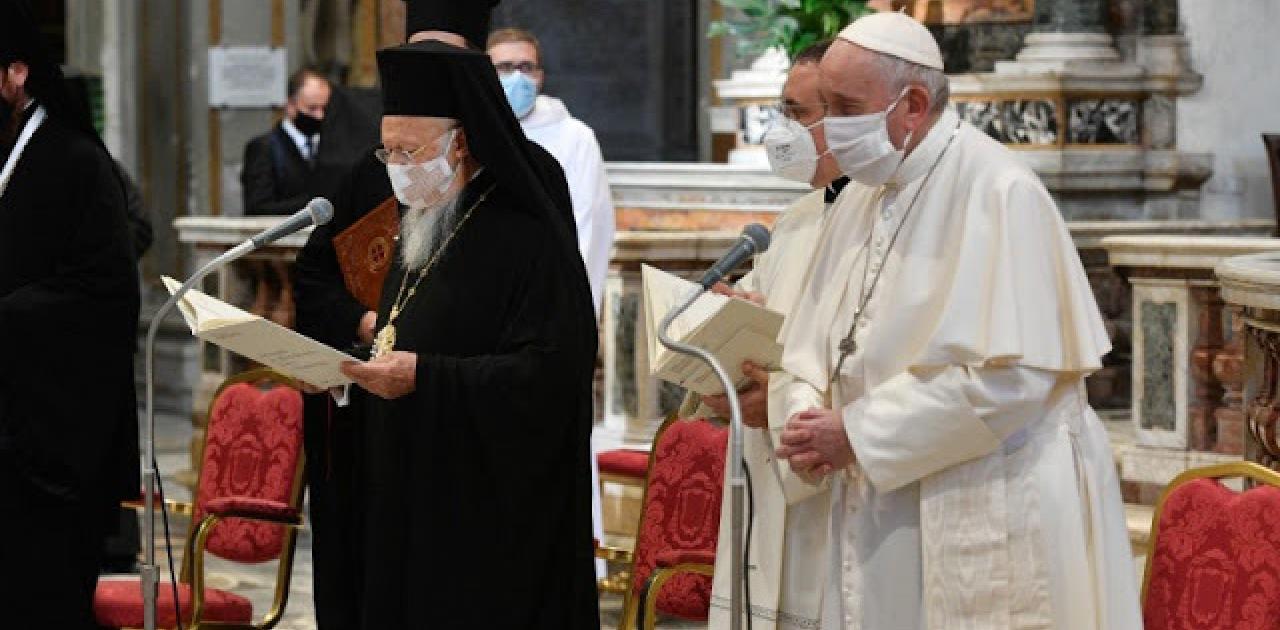 Ρώμη: Πάπας και Οικουμενικός Πατριάρχης με μάσκες | Pentapostagma