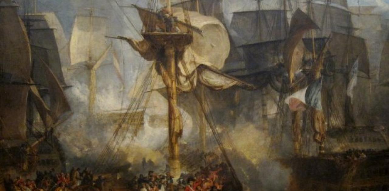 Η Ναυμαχία του Τραφάλγκαρ μεταξύ του αγγλικού και του γαλλοϊσπανικού ...