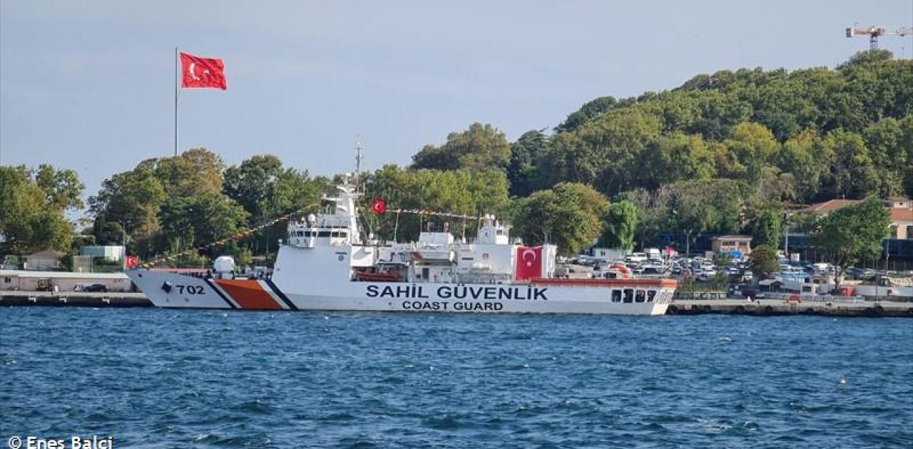 EXCLUSIVE! It's happening now! Α turkish coast guard corvette sieved ...