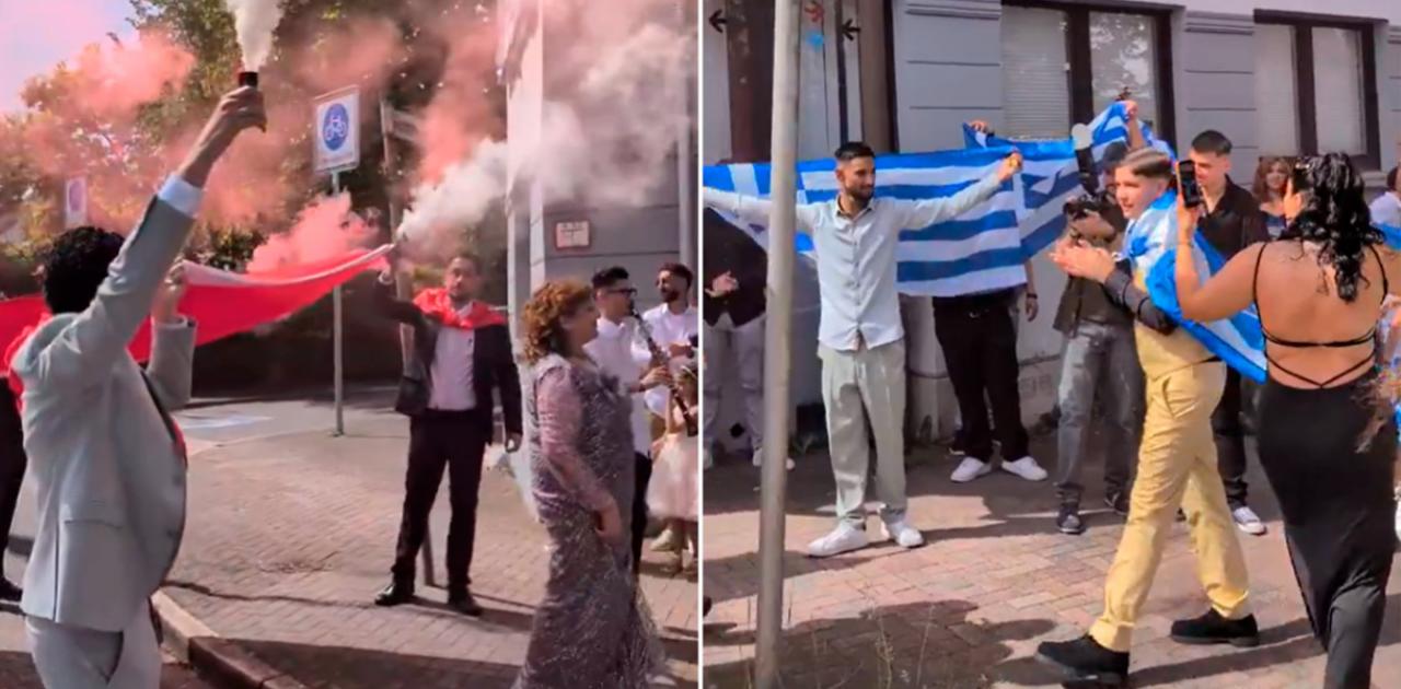 Ελληνοτουρκικός γάμος στη Γερμανία: Τρικούβερτο γλέντι με σημαίες ...